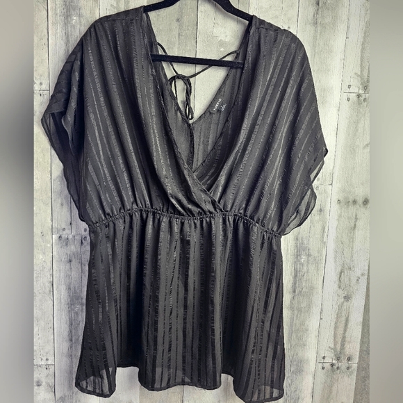 torrid | Tops | Torrid Size Faux Wrap Black Blouse | Poshmark